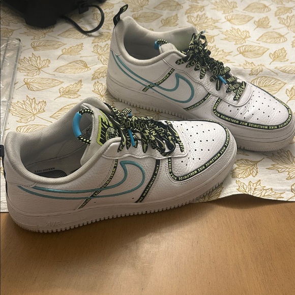 Nike | Shoes | Nike Air Force Worldwide Pack White Blue Fury Volt Logo ...